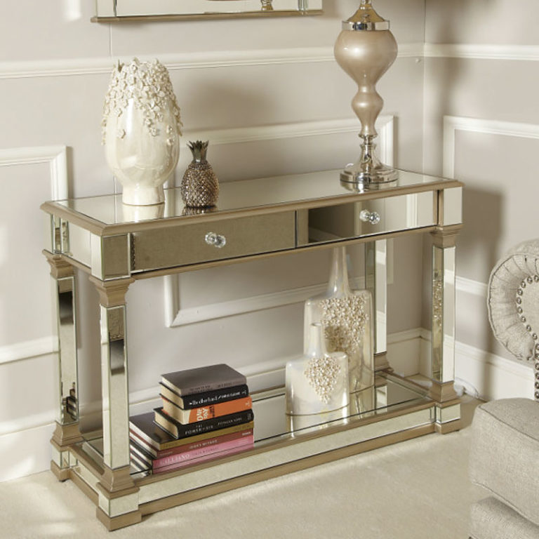 Athens Gold Mirrored 2 Drawer Console Table | Picture Perfect Home