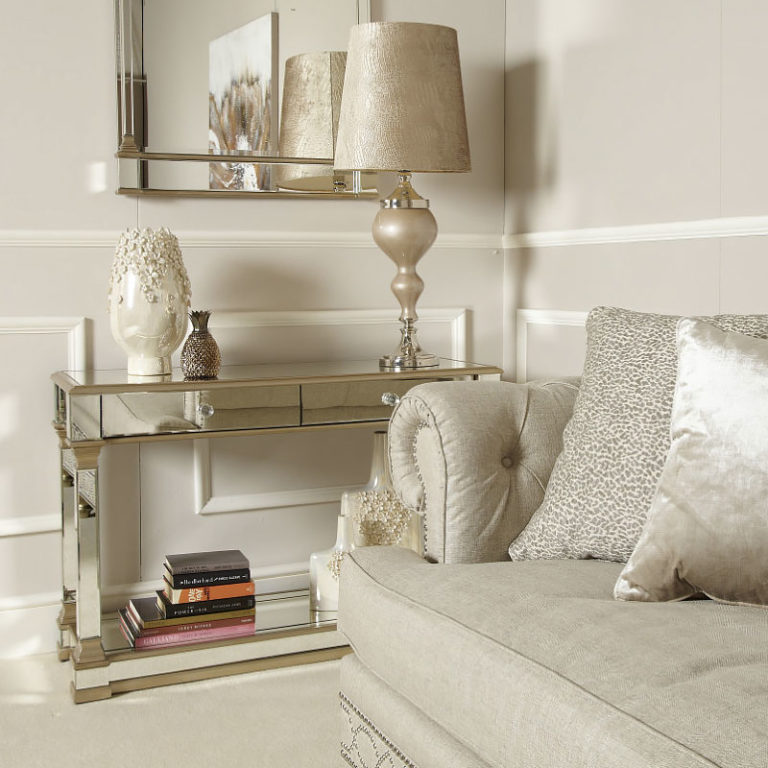 Athens Gold Mirrored 2 Drawer Console Table | Picture Perfect Home