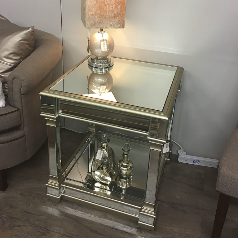 Athens Gold Mirrored End Side Table Ex Display | Picture Perfect Home
