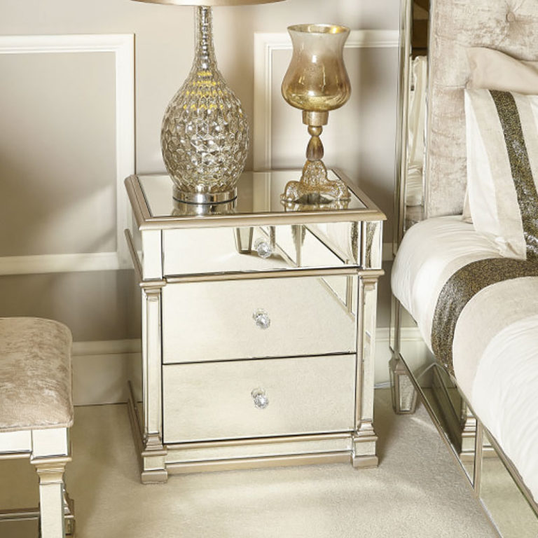 Athens Gold Mirrored 3 Drawer Chest Bedside Cabinet Bedside Table ...