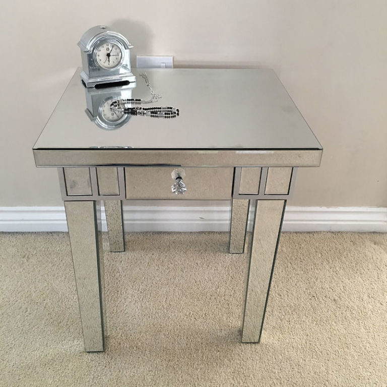 Classic Mirror 1 Drawer Mirrored Lamp End Side Table | Picture Perfect Home