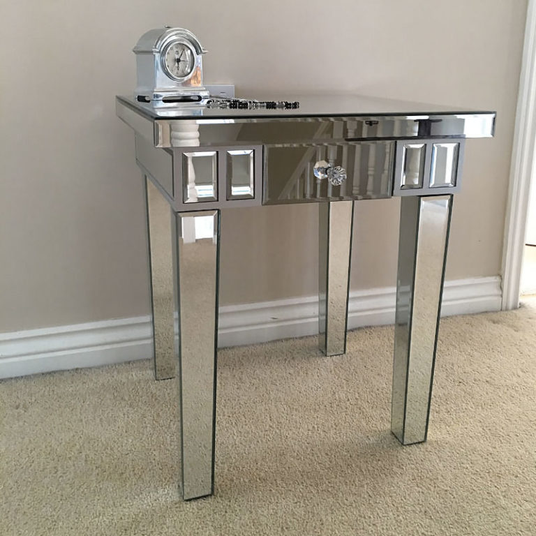 Classic Mirror 1 Drawer Mirrored Lamp End Side Table | Picture Perfect Home