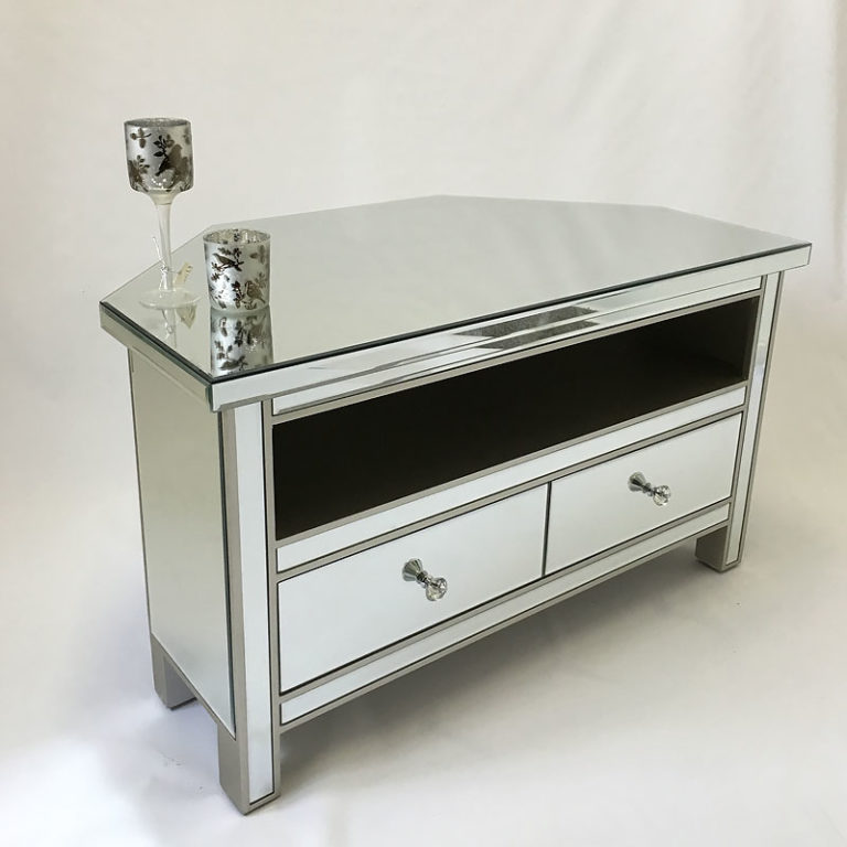 Classic Mirror Mirrored Corner TV Entertainment Cabinet | Picture ...