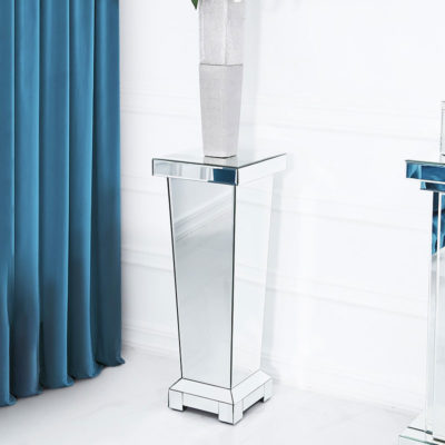 Large Classic Mirror Mirrored Pillar Pedestal Display End Side Table ...