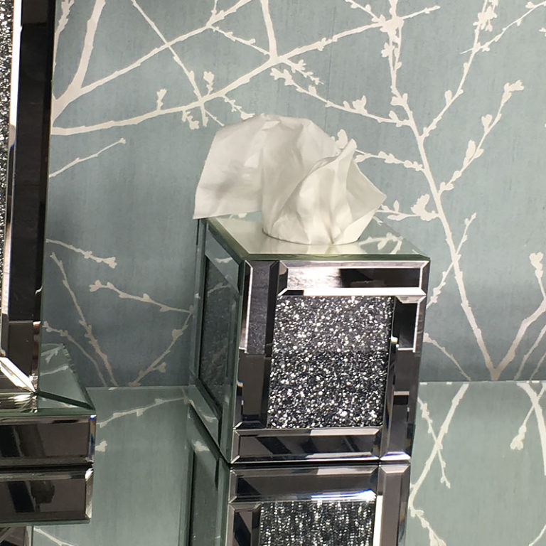 Diamond Crush Square Mirrored Tissue Box Cover | Picture Perfect Home