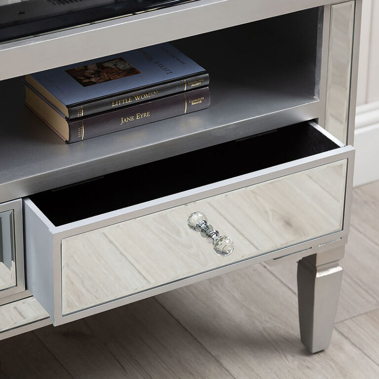 Georgia Antique Silver Mirrored TV Entertainment Stand | Picture ...