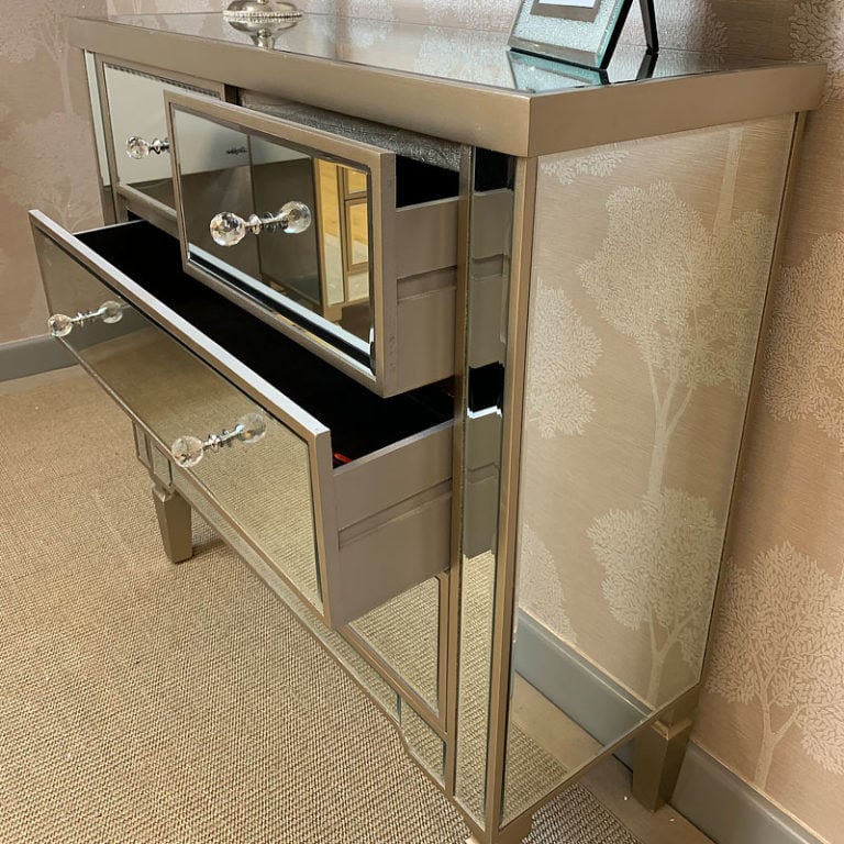 Georgia Champagne Luxe Mirrored 4 Drawer Bedroom Chest Of Drawers ...