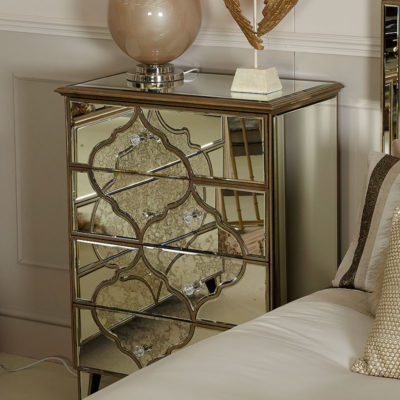 Sahara Marrakech Moroccan Gold Mirrored 4 Drawer Chest Of Drawers ...