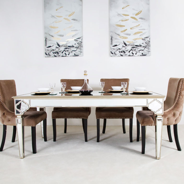 Sahara Marrakech Moroccan Gold Mirrored Dining Table | Picture Perfect Home