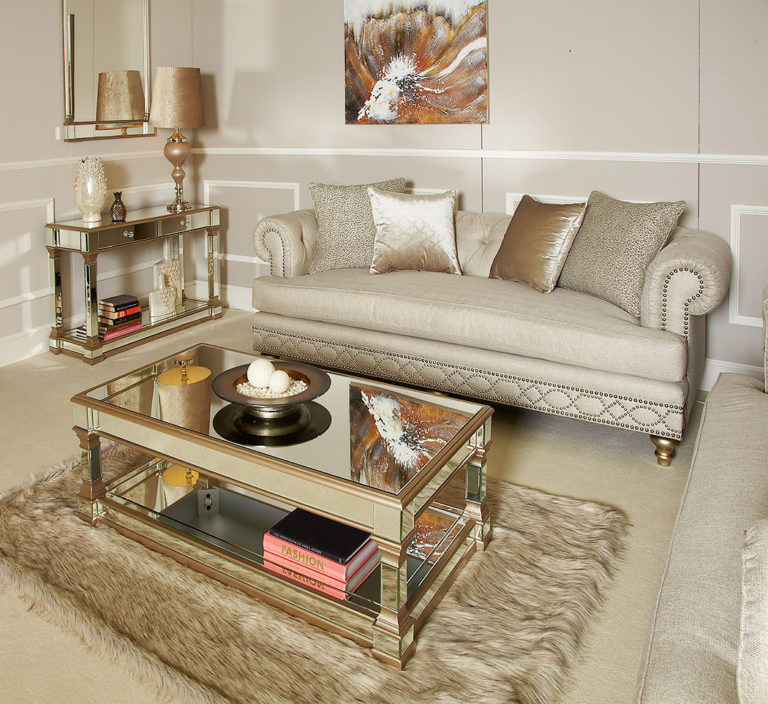 Athens Gold Mirrored 2 Drawer Console Table | Picture Perfect Home