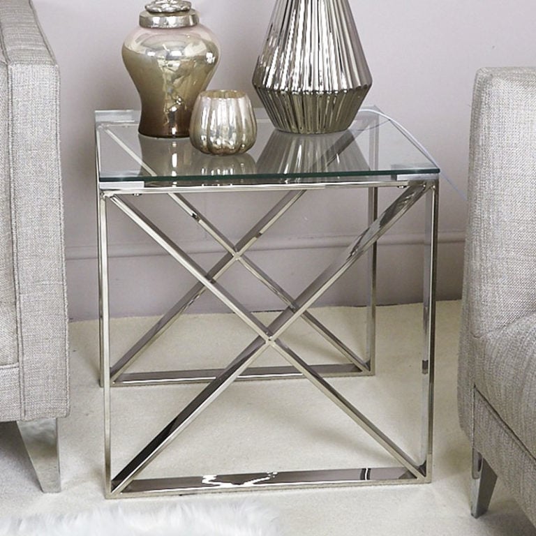 Zenn Contemporary Stainless Steel Clear Glass Side End Display Table ...