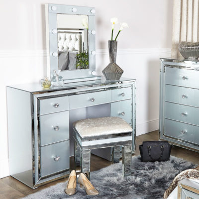 Madison Grey Glass 7 Drawer Mirrored Dressing Table | Picture Perfect Home