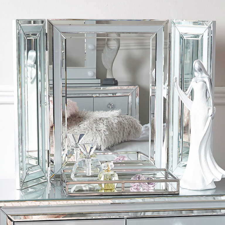Madison Grey Glass 7 Drawer Mirrored Dressing Table | Picture Perfect Home