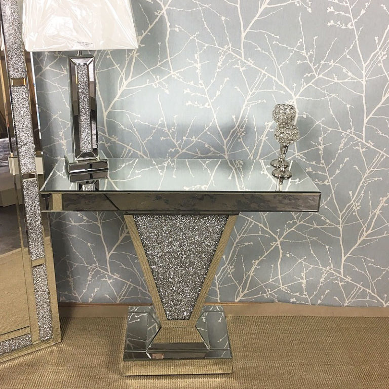 Diamond Crush Mirror Crushed Crystal V Console Display Dressing Table ...