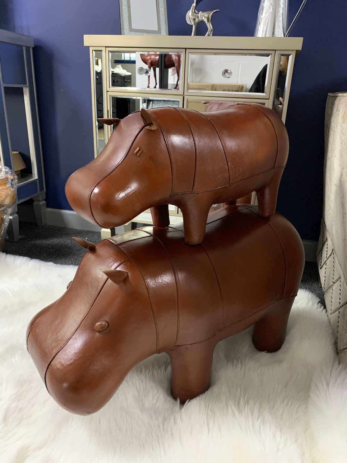 Genuine Handmade Leather Hippo Character Animal Stool Footstool Pouffe ...