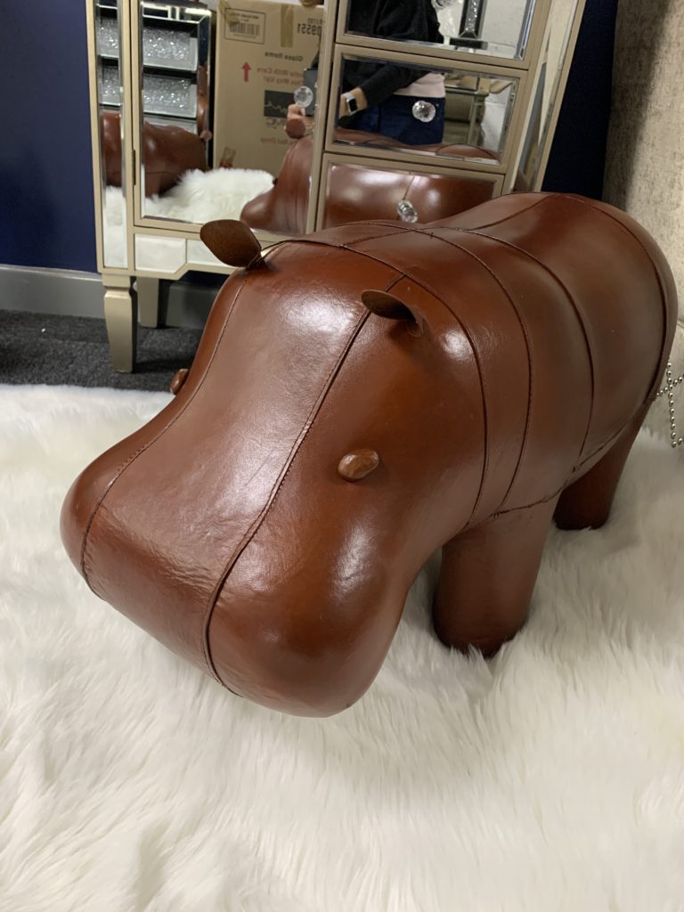 Genuine Handmade Leather Hippo Character Animal Stool Footstool Pouffe ...