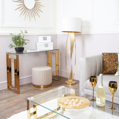 Plaza Gold Contemporary Clear Glass Console Display Table | Picture ...