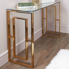 Plaza Gold Contemporary Clear Glass Console Display Table | Picture ...