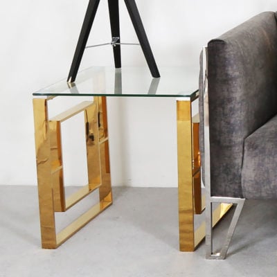 Plaza Gold Contemporary Clear Glass Side End Display Table | Picture ...