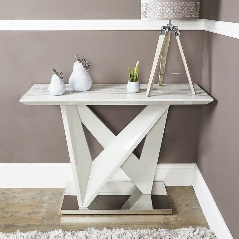Blanche Marble Effect Console Table With A Chrome Foundation | Picture ...