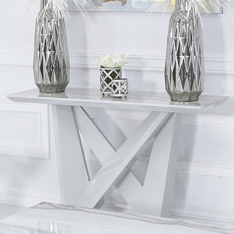 Blanche Marble Effect Console Table With A Chrome Foundation | Picture ...