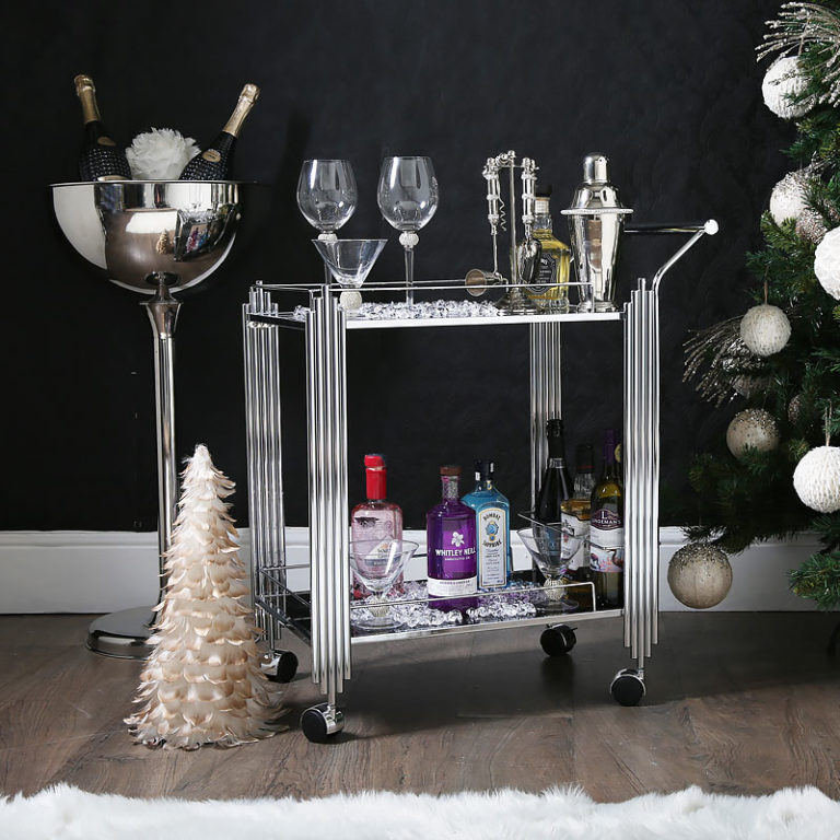Colton Contemporary Chrome And Black Glass Drinks Trolley | Picture ...