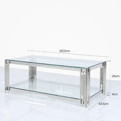Colton Contemporary Stainless Steel And Glass Coffee Table | Picture ...