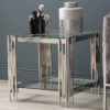 Colton Modern Stainless Steel And Clear Glass End Side Display Table ...