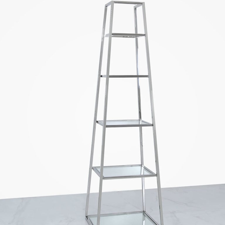 Lennox Steel and Clear Glass Ladder Style Shelving Display Unit ...