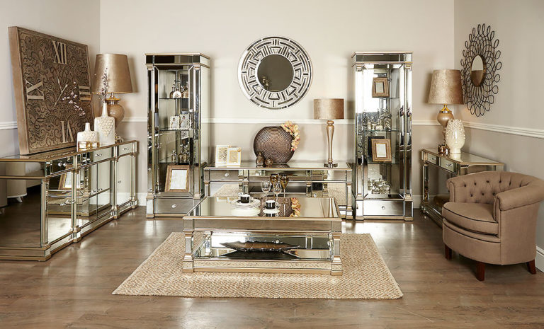 Athens Gold Mirrored TV Entertainment Stand - Large | Picture Perfect Home