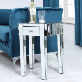 Medium Classic Mirror Mirrored Column Pillar Display End Side Table ...
