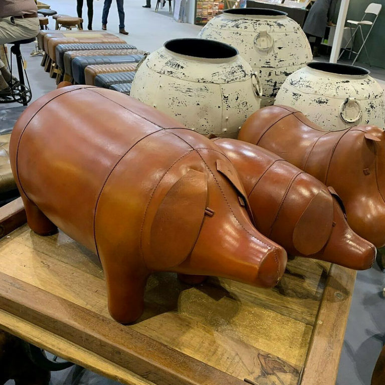 Genuine Handmade Leather Pig Character Animal Stool Footstool Seat ...