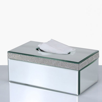 Diamond Glitz Mirrored Tissue Box Holder With A Diamante Strip Border ...
