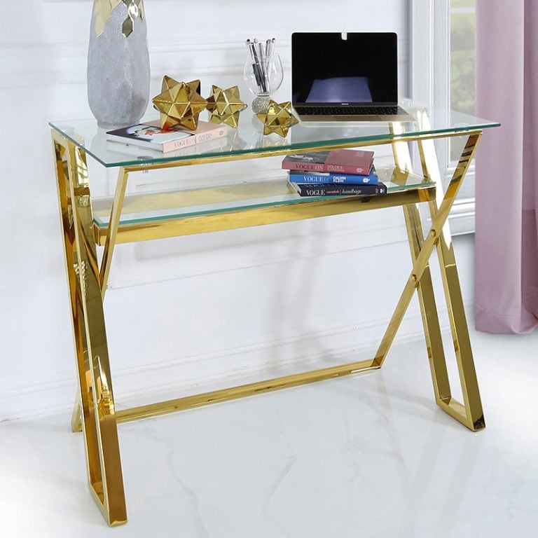 Plaza Gold Contemporary Clear Glass Lounge Coffee Table | Picture ...