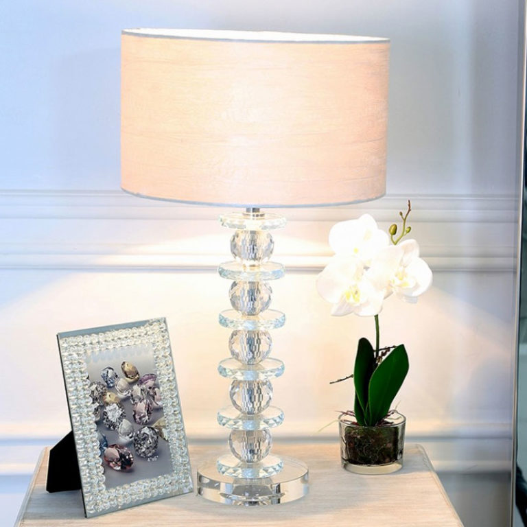 Crystal Diamond Table Lamp With 9inch Grey Velvet Shade 38cm | Picture ...