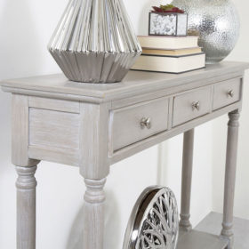Arabella Taupe Wood Large 3 Drawer Console Table Hallway Table ...
