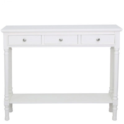 Arabella White Wood Medium 3 Drawer Console Table Hallway Table ...