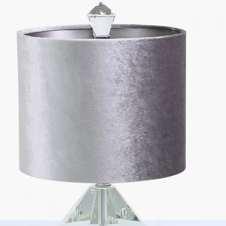 Crystal Diamond Table Lamp With 9inch Grey Velvet Shade 38cm | Picture ...