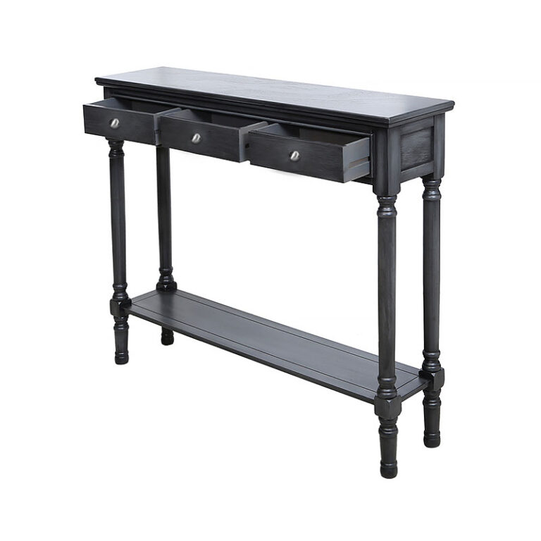 Arabella Grey Wood Medium 3 Drawer Console Table Hallway Table ...