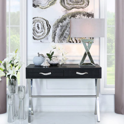 X Shape Mirrored Table Lamp With Rectangle Grey Velvet Shade 72cm ...