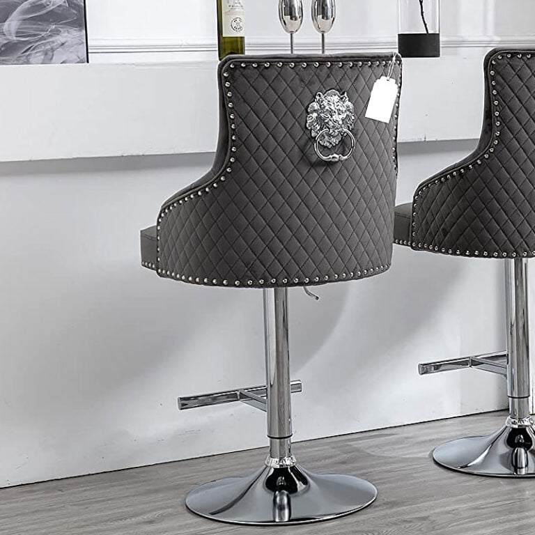 Camilla Grey Velvet And Chrome Bar Stool With A Lion Ring Knocker ...