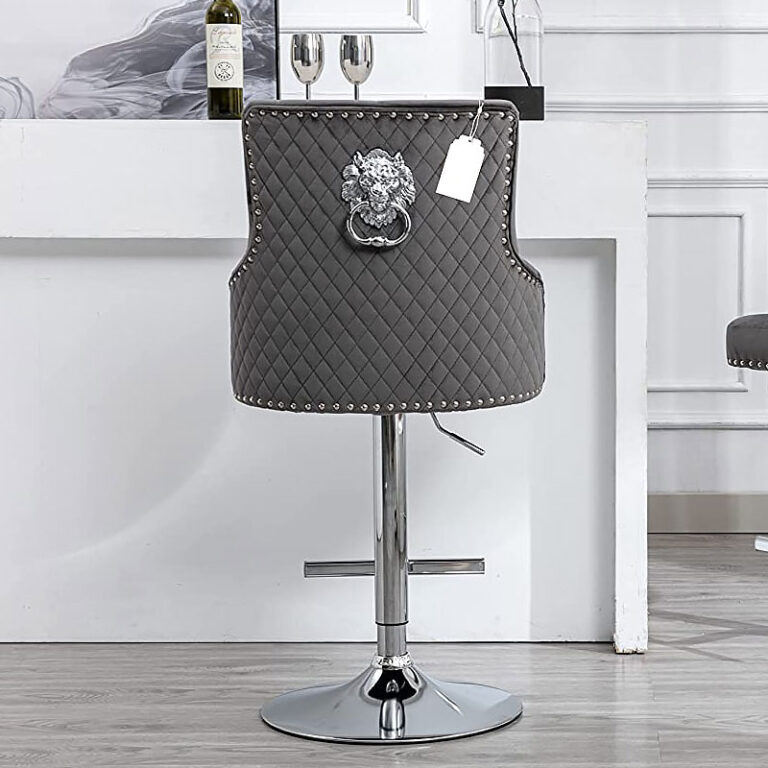 Camilla Grey Velvet And Chrome Bar Stool With A Lion Ring Knocker ...