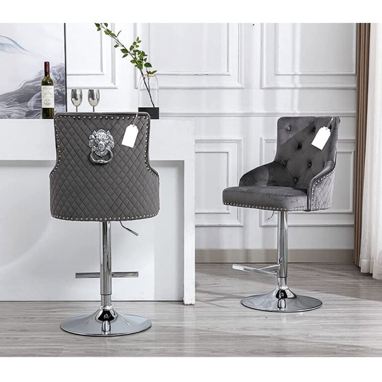 Camilla Grey Velvet And Chrome Bar Stool With A Lion Ring Knocker ...