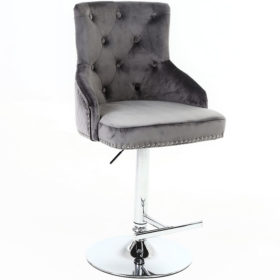Camilla Grey Velvet And Chrome Bar Stool With A Lion Ring Knocker ...