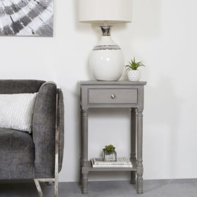 Ebony Black Wood 1 Drawer Telephone Side End Table | Picture Perfect Home