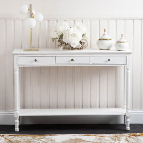 Arabella White Wood Large 3 Drawer Console Table Hallway Table ...