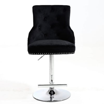 Camilla Black Velvet And Chrome Bar Stool With A Lion Ring Knocker ...