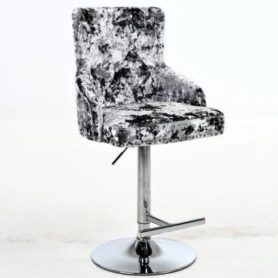 Camilla Crushed Velvet And Chrome Bar Stool With Lion Ring Knocker ...