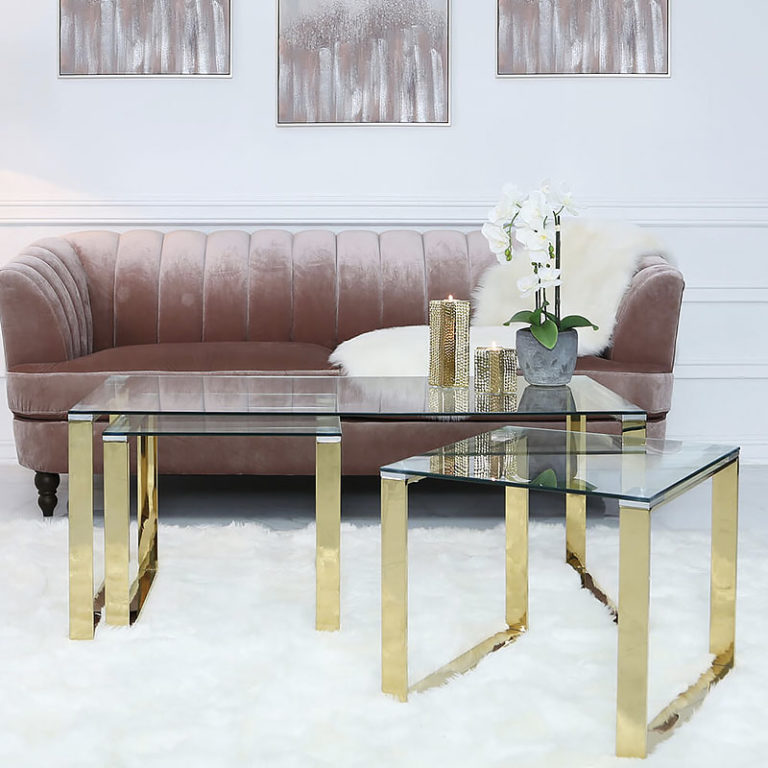 Colton Gold Metal And Glass Lounge Coffee Table | Picture Perfect Home