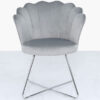 Silver Grey Velvet Shell Back Dining Chair Armchair With Chrome Legs ...